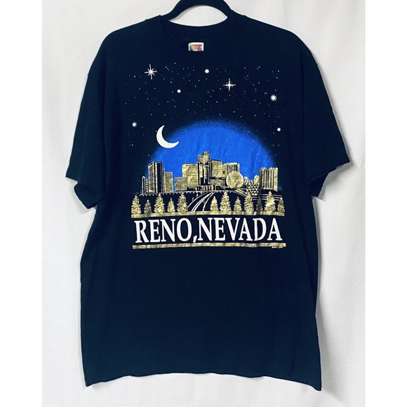 Vintage | Tops | Vintage Reno Nevada T Shirt Metallic Gold Cityscape ...